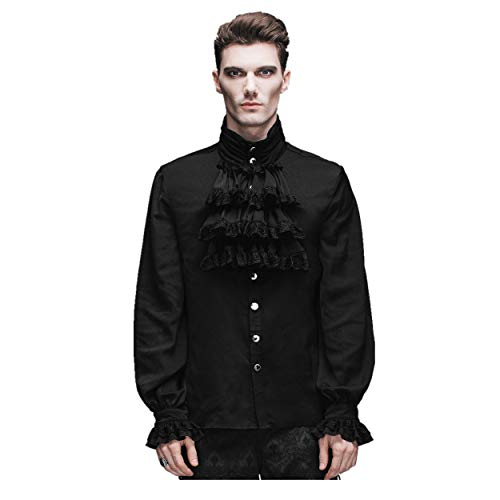 Devil Fashion Men Victorian Gothic Vintage 3-Piece Suit Tailcoat Shirts Pants Set(M) Black