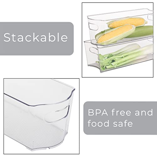 Smart Design Stackable Refrigerator Organizer Bins for Fridge Storage β Clear, 6 x 16 in., Set of 8 β Fridge Organization and Storage Bins with Handles for Easy Living β BPA-Free Plastic