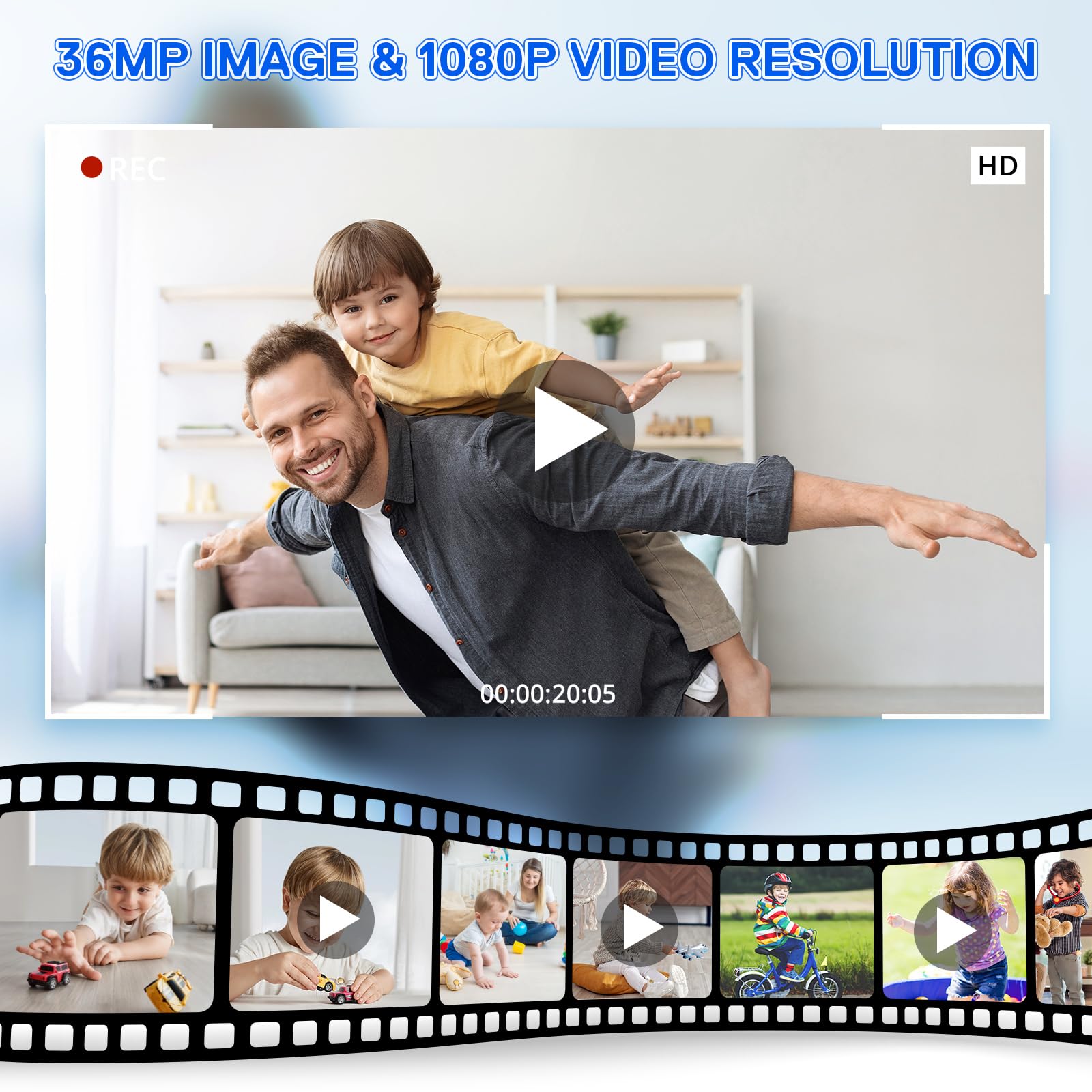 Digital Camera, Bofypoo FHD 1080P 36MP Kids Vlogging Camera with 32GB Card, 16X Zoom Point and Shoot Digital Camera, Portable Mini Camera Compact Camera for Teens,Beginners