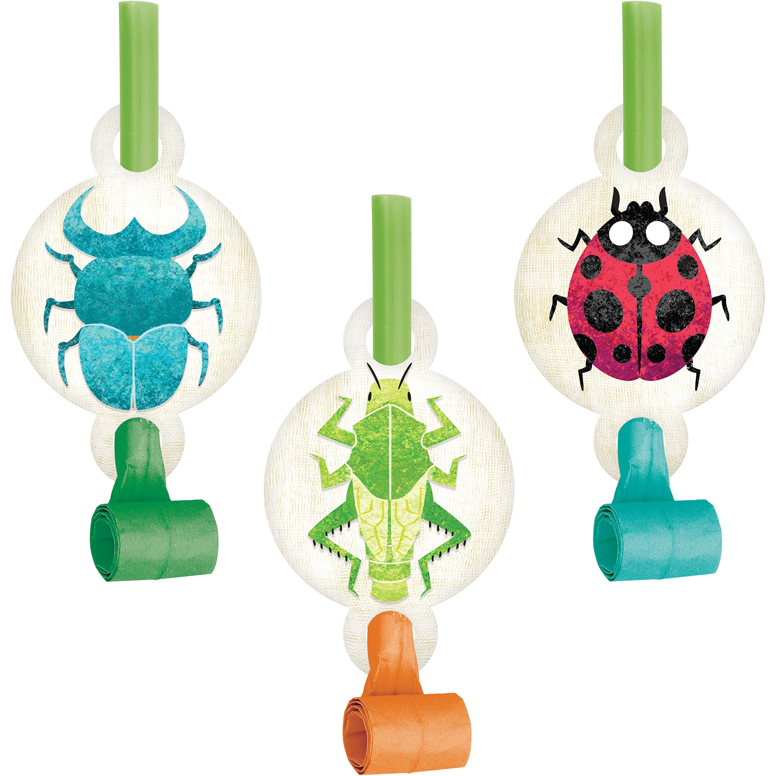 Creative Converting Birthday Bugs Party Blowers, 8 ct, Multicolor, 5.25" x 2.55"
