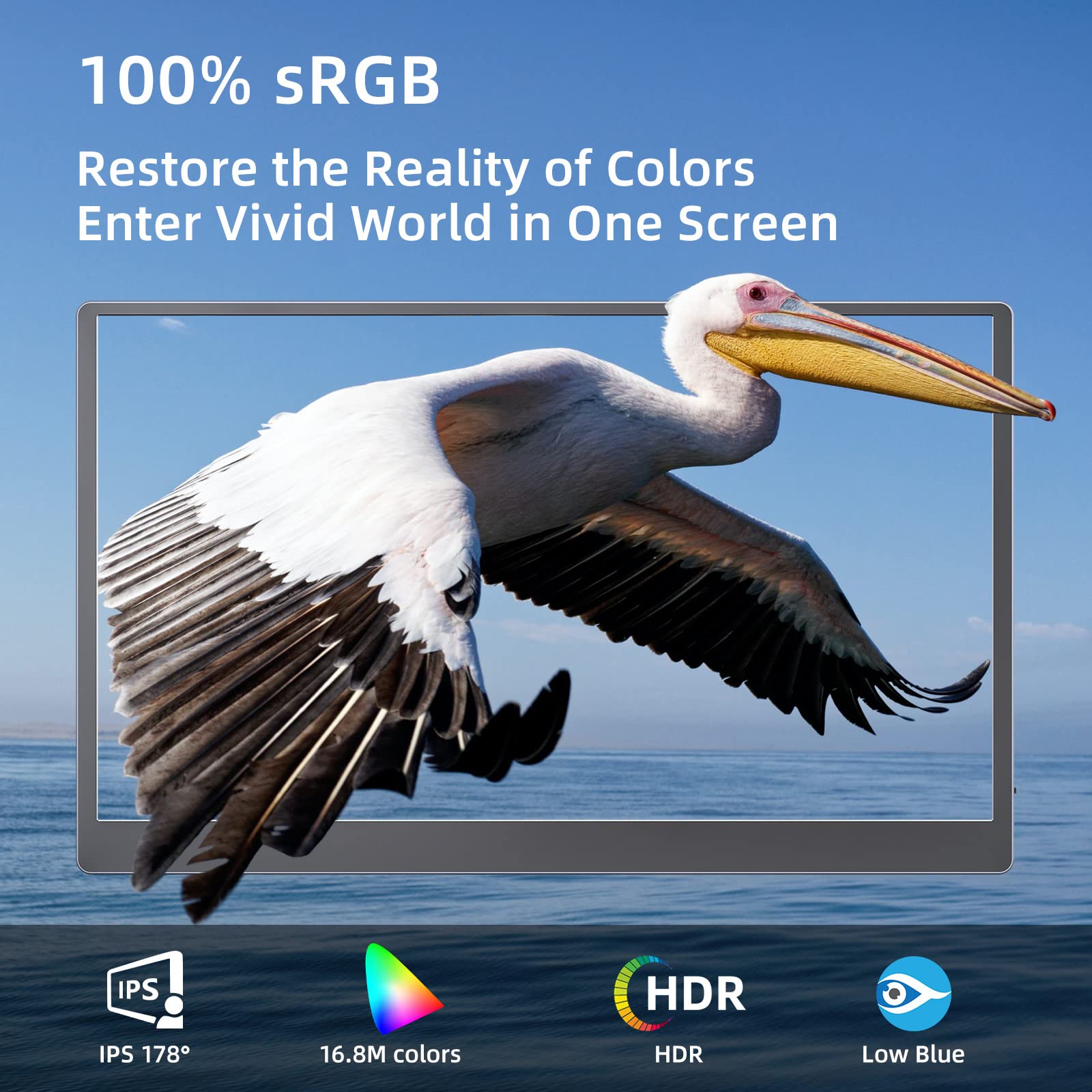 Portable Monitor 4K - 15.6inch UHD 3840×2160 100% sRGB USB-C Mini HDMI External Second Monitor Portable IPS Screen Computer Display with Speakers for Laptop MacBook Switch PS5/4 Xbox
