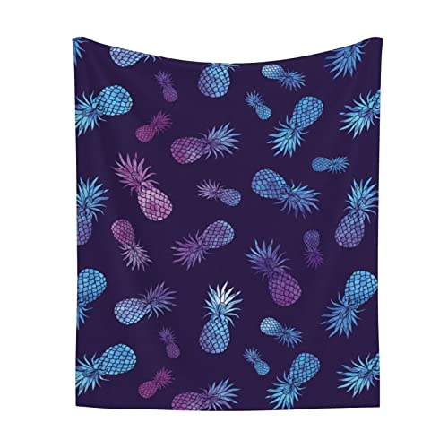 Pineapple Fruit Pattern Throw Blanket Fall Festival Halloween Autumn Plush Fleece Fuzzy Blanket for Couch Sofa Chairs Bed 50"X40"