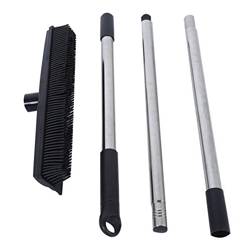 Multifunction Telescopic Floor Carpet Broom Pet Hair Dust Removal Cleaner Sweeper Cleaning Tools for Home (Black)