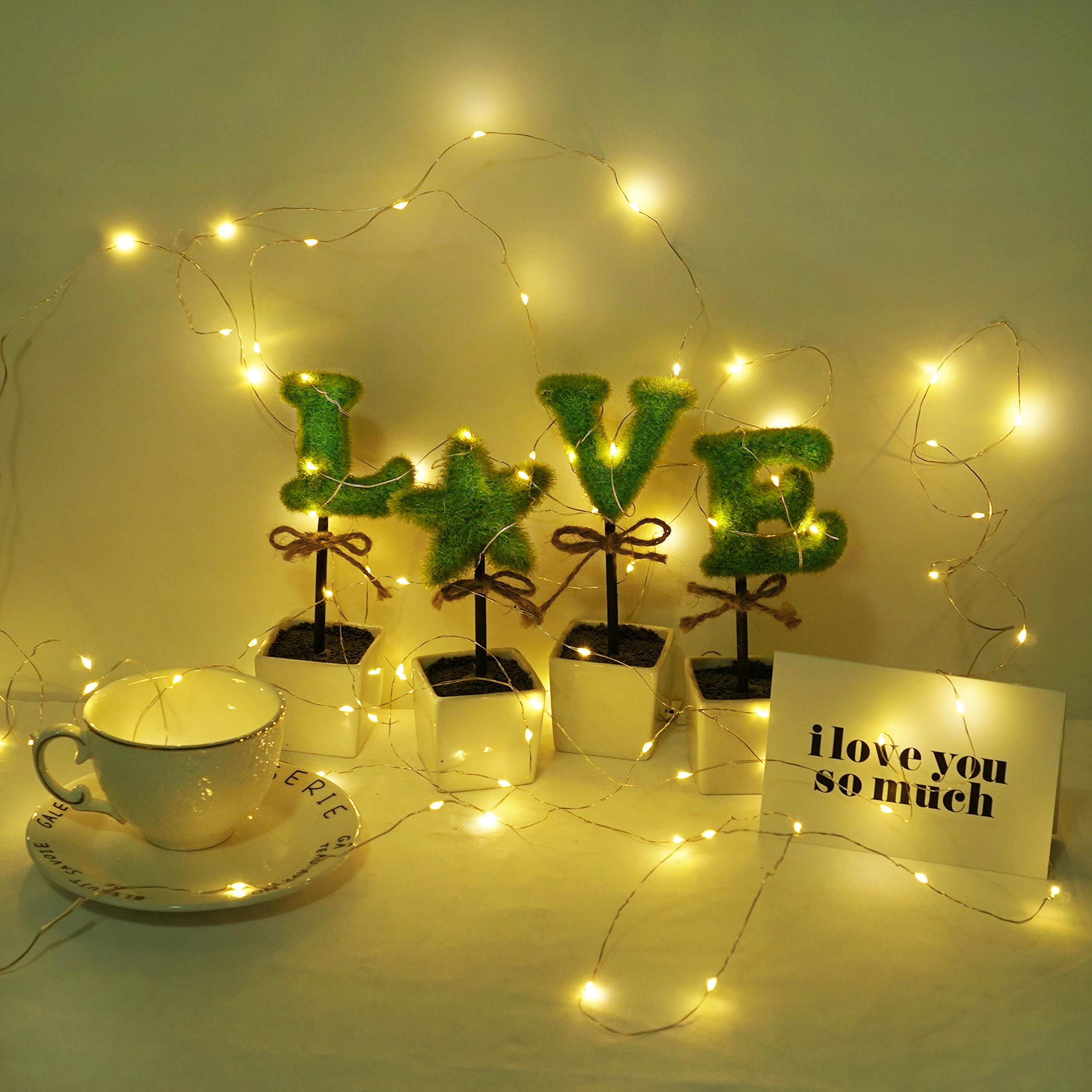 Cynzia 36 Pack Fairy Lights Battery Operated, 20 LED 6.6ft/2m Starry String Lights, Waterproof Mini Silver Wire Firefly Lights for Mason Jar DIY, Wedding Christmas Decor (Warm White)