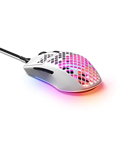 SteelSeries Aerox 3 - Super Light Gaming Mouse - 8,500 CPI TrueMove Core Optical Sensor - Ultra-Lightweight 59g Water Resistant Design - Universal USB-C connectivity - Snow (Renewed)
