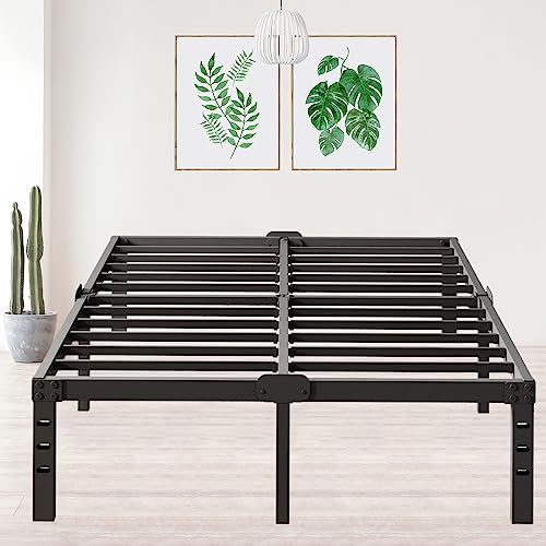 LIJQCI 18 Inch Full Size Bed Frame No Box Spring Needed, Heavy Duty Metal Platform Bed Frame Full 3000 lbs, Easy Assemble and Non-Slip Mattress Foundation, Black