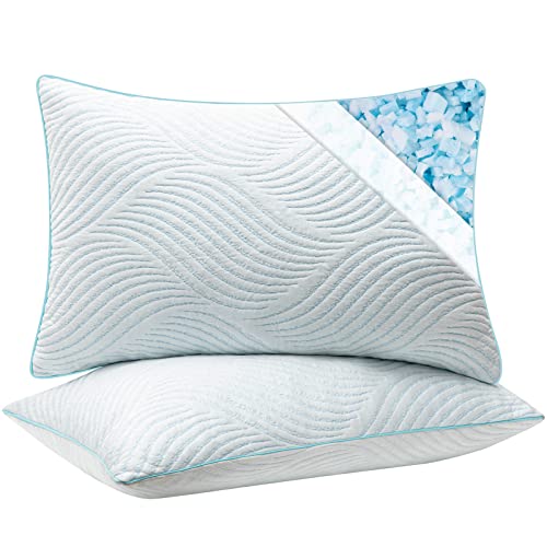 Smilereve Pillows Queen Size Set of 2 Cooling Memory Foam Pillows for Sleeping Adjustable Firm Pillow for Back and Side Sleeper