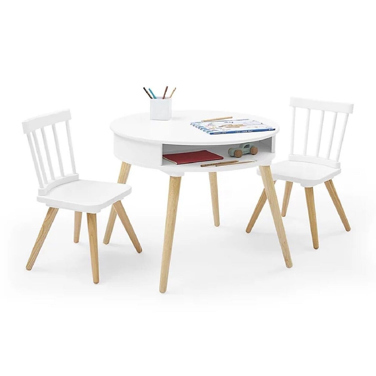 Delta Children Hudson Storage Table and 2-Piece Chair Set White