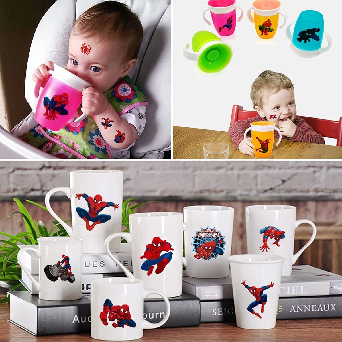 HCNOCNB Spider_man Temporary Tattoos Set for Kids(8sheets) Superhero Avengers Temporary Tattoos for Boys