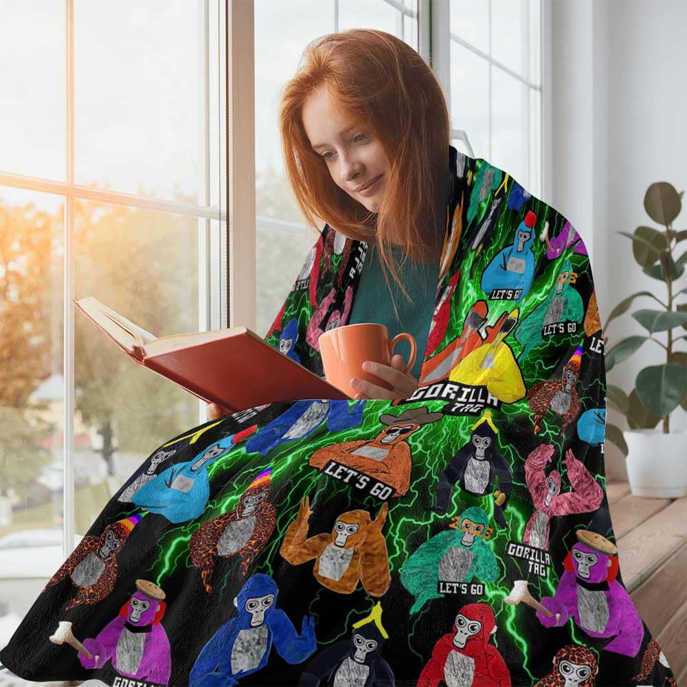 Gorilla Blanket Boys Gorilla Throws Blanket Children's Nap Blanket- Soft Lightweight Plush Tag Blanket Cozy (60in x 80in)
