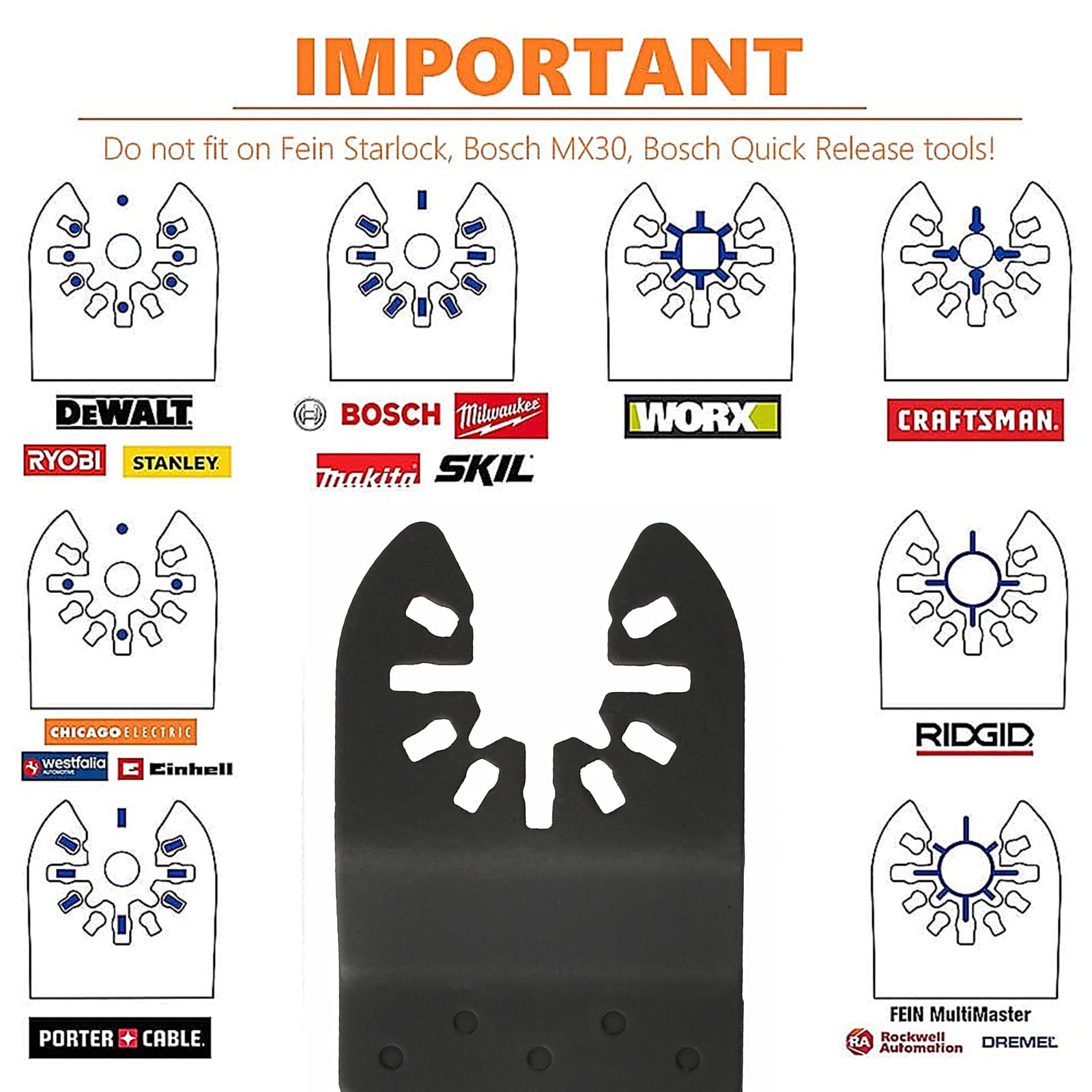 Ettonsun 25Pcs Universal Wood Oscillating Multitool Saw Blades Quick Release Oscillating Tool Blades Fit Fein Multimaster Ryobi Makita Rockwell Porter Cable Black&Decker Bosch Craftsman and More