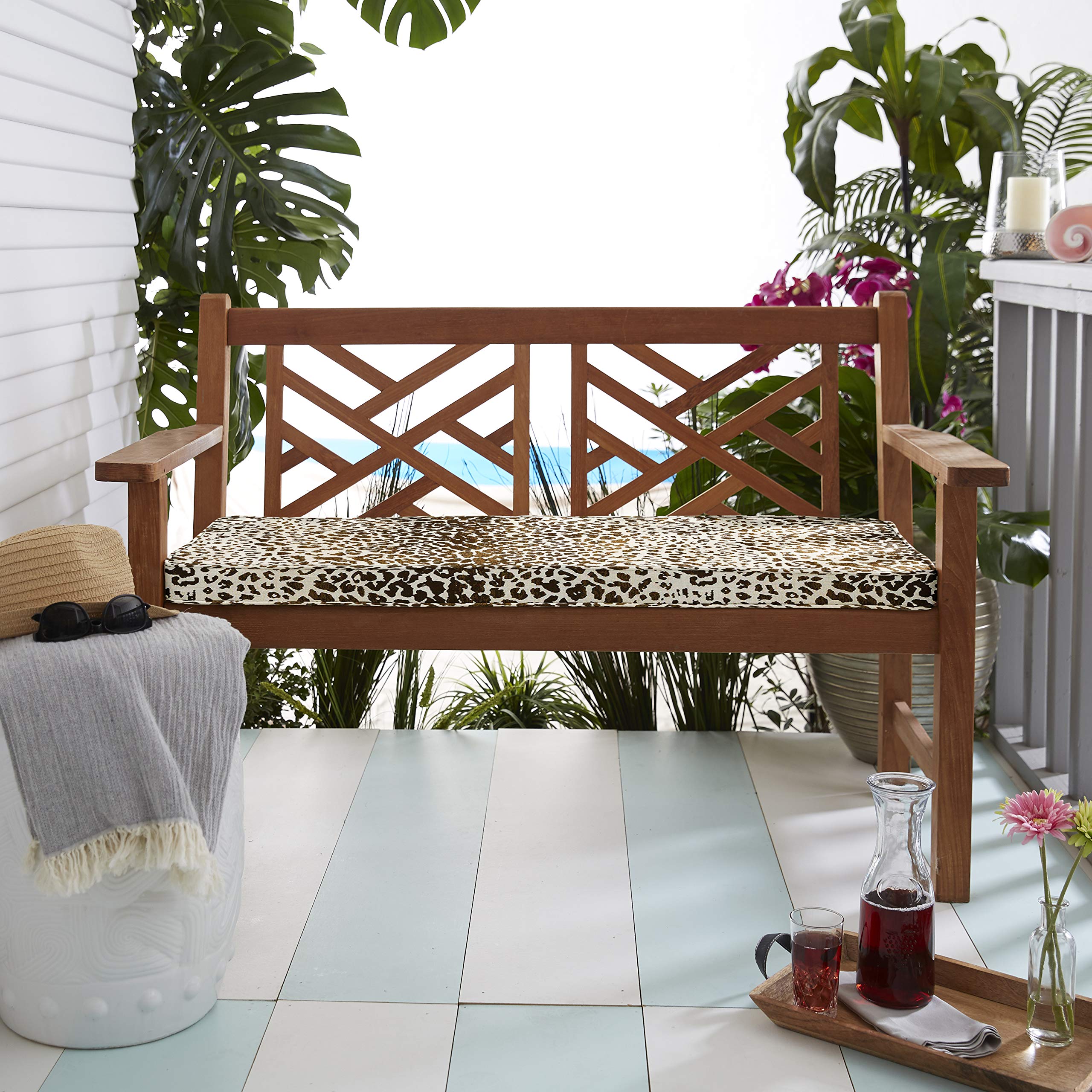 Sorra Home AMZ638021SC Indoor/Outdoor Bench Cushion, 40" x 17" x 2", Espresso Leopard