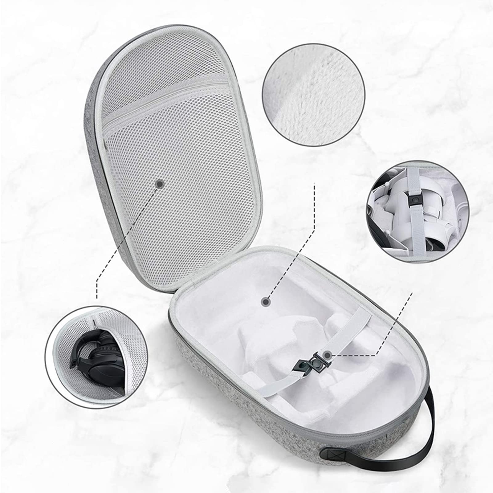 Hard Carrying Case for Meta/Oculus Quest 2 Hard Bag Travel Case for Meta/Oculus Quest 2 Accessories with Elite Strap and Touch Controllers Other VR Headset Accessories