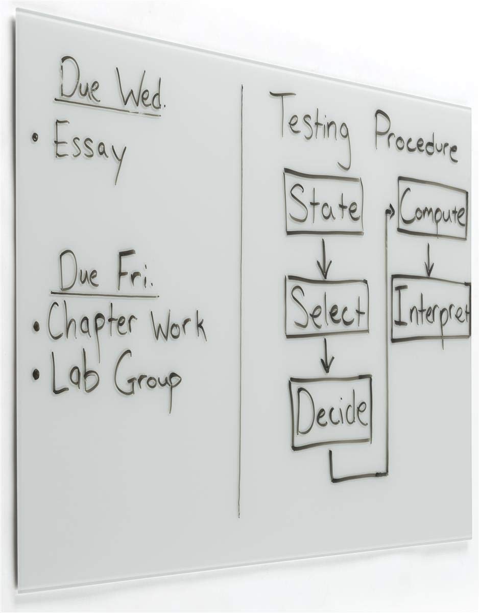 Displays2go 36" x 24" Wall Mounted Glass Whiteboard, Magnetic – White (GB2436BHWH)