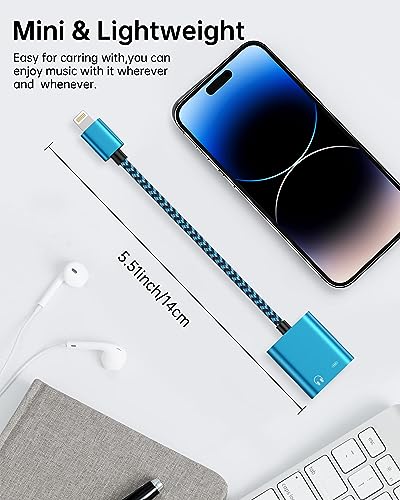 iPhone Aux Adapter, 2 in 1 Dual Lightning to 3.5mm Audio Jack & Charger [Mfi Certified] Dongle Cable Splitter for Apple Converter Compatible with iPhone 14 Pro Max 13 12 11 XR XS X 8 Plus, iPad iPod
