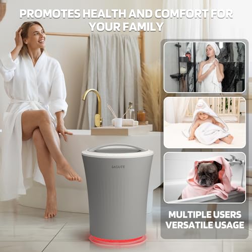 Lagute iSnug Towel Warmer for Bathroom, with 3-Level Timer, Warning Alarm RGB Light, Auto Shut-Off, 5.3 Gal Heating Bucket for Bathrobe, Blanket, Gray