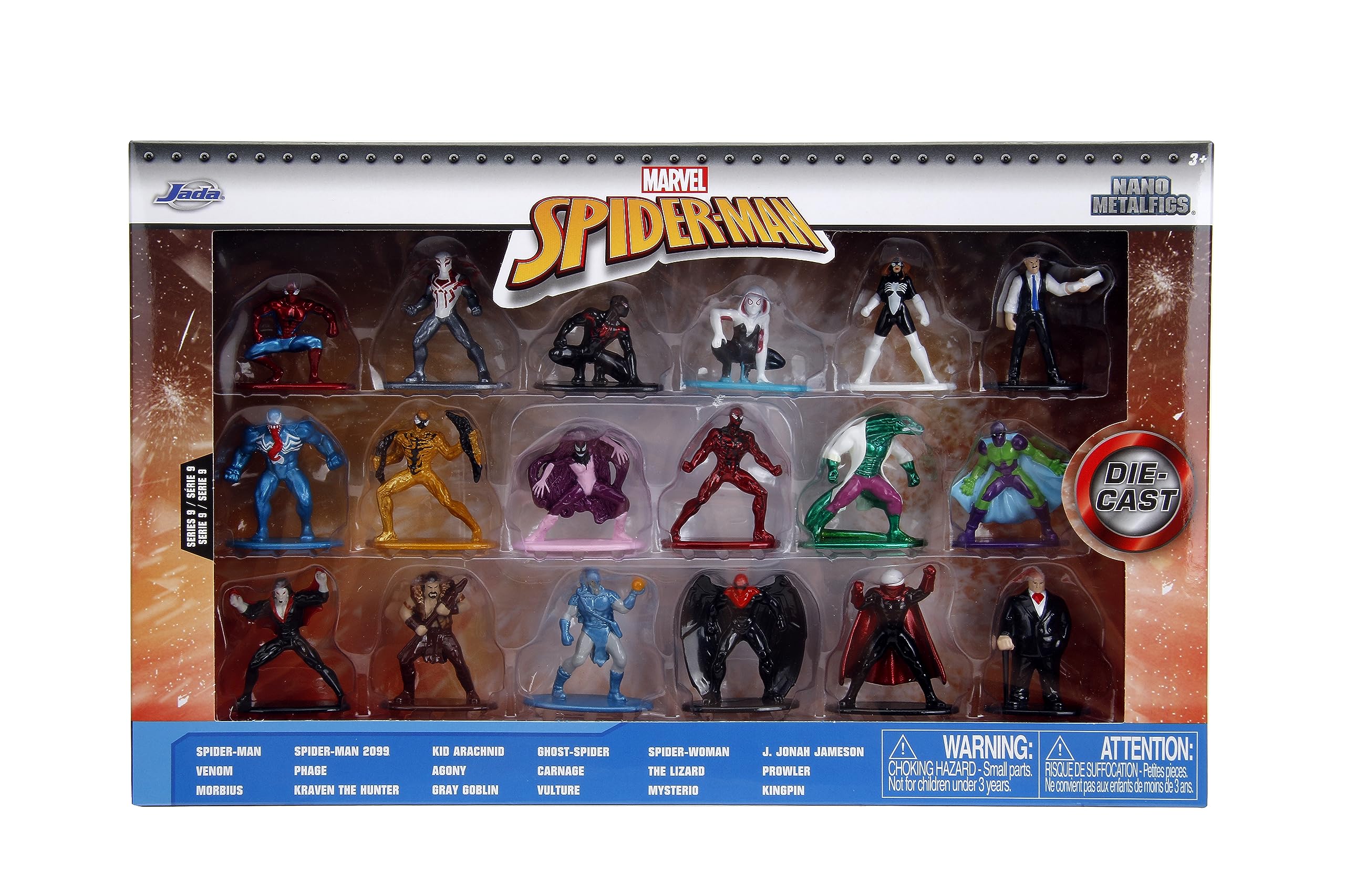 Jada Toys Marvel Spider-Man 18-Pack Series 9 Die-cast Figures, Toys for Kids and Adults