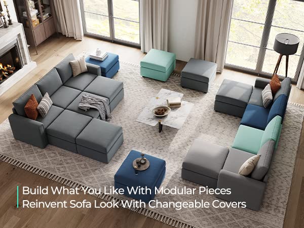 LINSY HOME Convertible Sectional Couch, L Shaped Sofa Couch with Storage, Modular Sofa with Memory Foam, Ottomans, 5 Seat Sofa Corner Sofa with Chaise for Living Room, Dark Grey