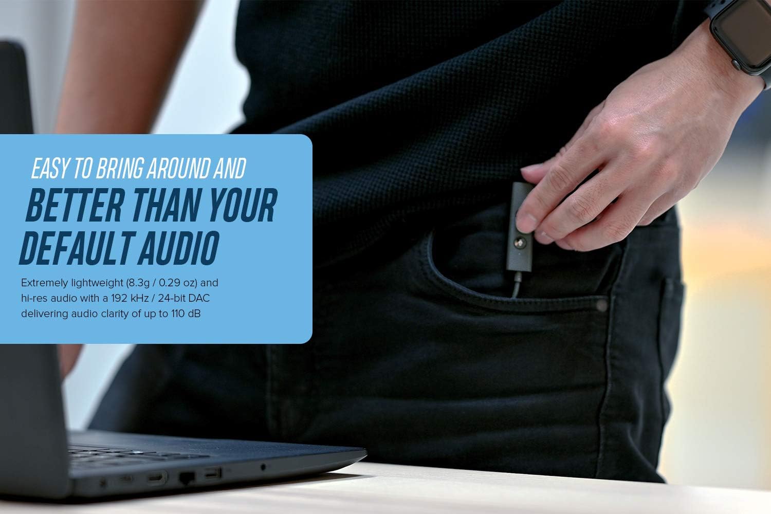Creative Sound Blaster PLAY! 4 Hi-res External USB-C DAC and Sound Adapter Ft. VoiceDetect Auto Mic Mute/Unmute, Two-way Noise Cancellation, Bass Boost/Dynamic EQs, for Video Calls on Windows PC
