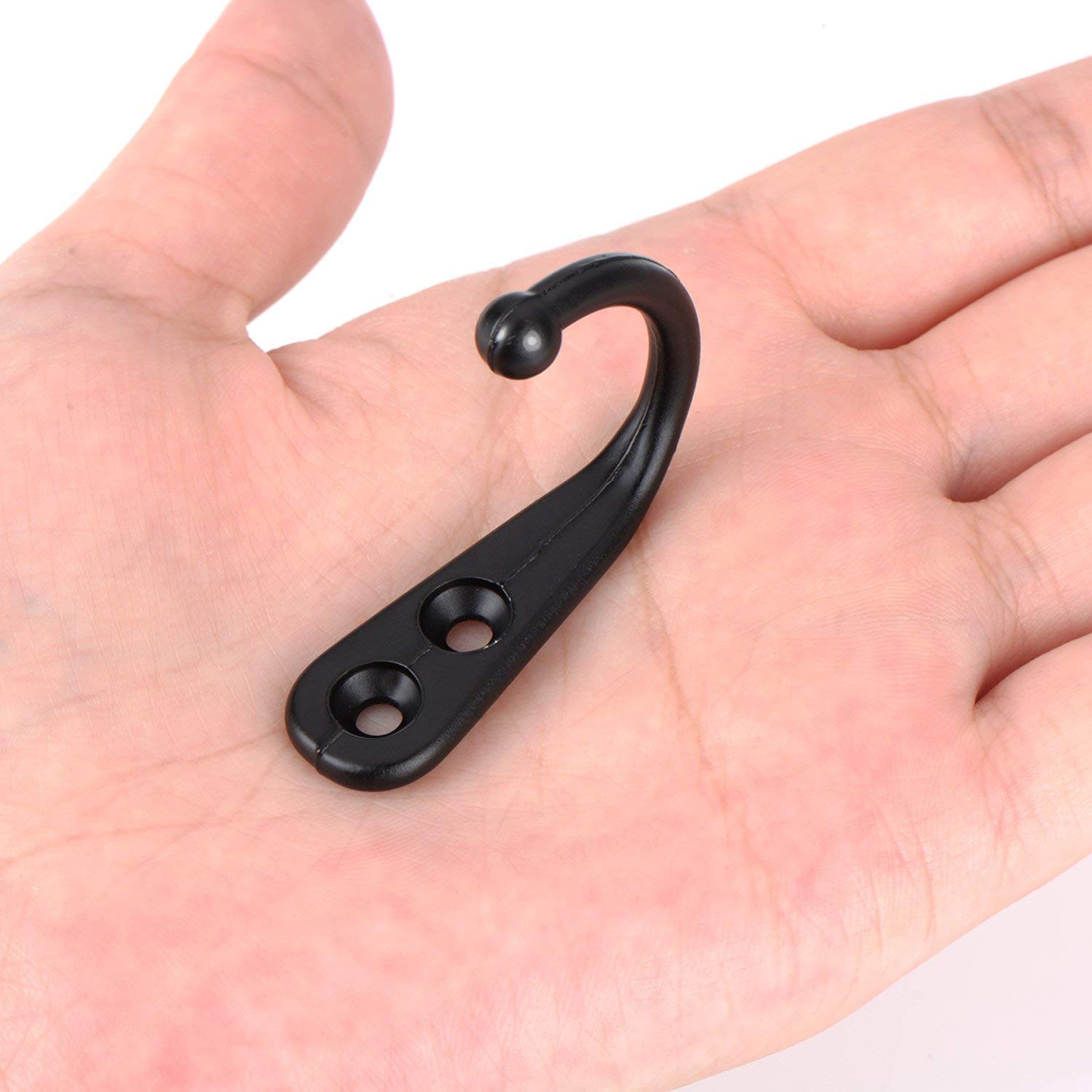 Onwon 20 Pieces Wall Mounted Hooks with 50 Pieces Screws, Vintage Style Robe Hooks Single Coat Hanger Coat Hooks (Black)
