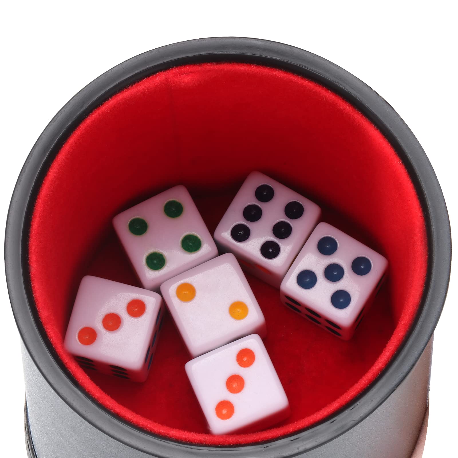 Delta-shop Felt Lined Professional Dice Cup - with 6 Dice Quiet for Yahtzee Game