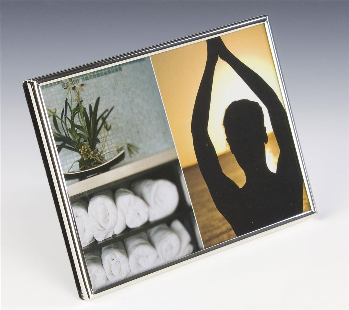 Displays2go EPF57ALSL 5 x 7 Photo Frames Tabletop or Wall Mount Slide-in Backer (Chrome) - Set of 6
