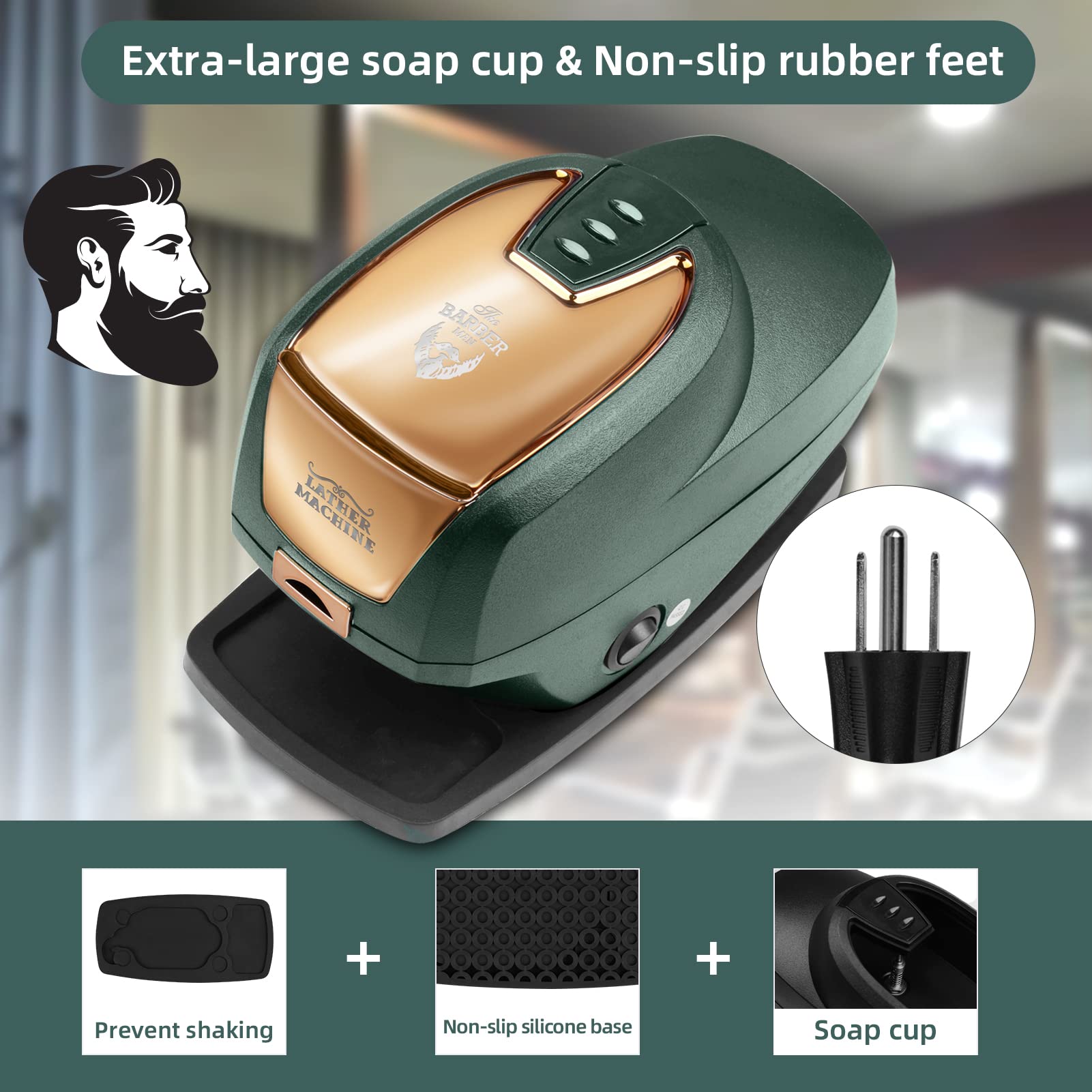 Hot Lather Machine Lather Machine Barber Latherizer Machine for Shaving Professional Lather Maker Shaving Cream Warmer Hot Lather Machine Gifts for Men Husband Dad Barber (Green Lather Machine)