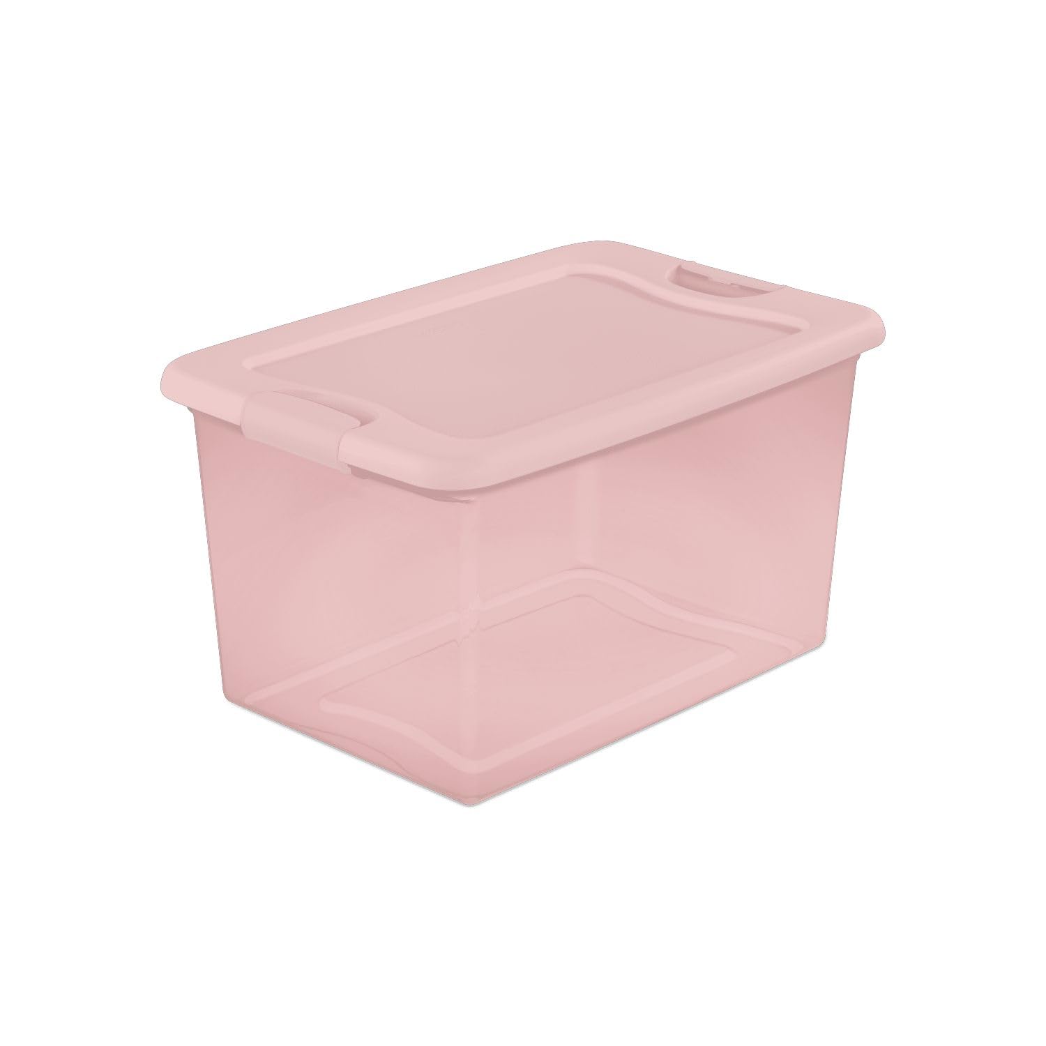 DELURA 64 Quart Latching Box Plastic, Versatile Storage Container Bin with Latching Lid, Durable Stackable Nestable Organizing Tote Tub Box, Pearl Blush Tint, Set of 6