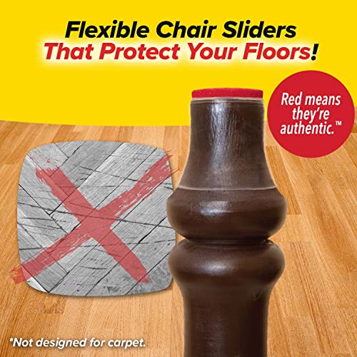 Ruby Sliders As Seen On TV by BulbHead - Red Means They’re Authentic - Premium Chair Covers Protect Hardwood & Tile Floors - Fits Most Furniture Leg Sizes & Shapes - 48-Pc Super-Value Pack, 48 Pack