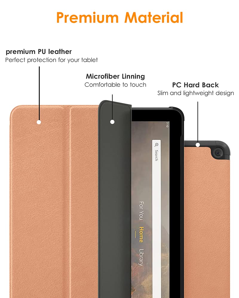 DTTO Case for All-New Amazon Fire HD 10 & 10 Plus Tablet (Only Compatible with 11th Generation Tablet, 2021 Release), Slim PU Leather Trifold Stand Cover Hard Back Shell with Auto Sleep/Wake, Black