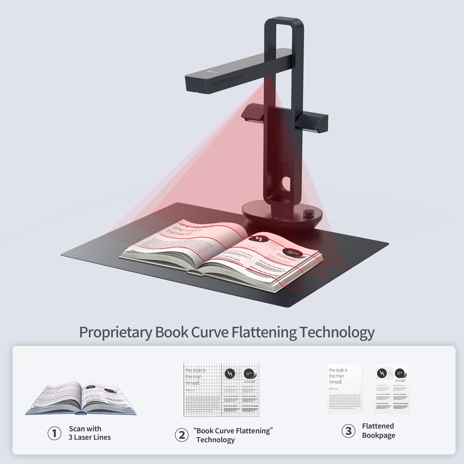 CZUR Aura Pro, Smart Portable Personal Scanner and Desk Smart Lamp, AI Technology for Enhanced Scanning Performance for Book & Document or Any Paper Materials (Bound or Unbound), for Mac & Windows