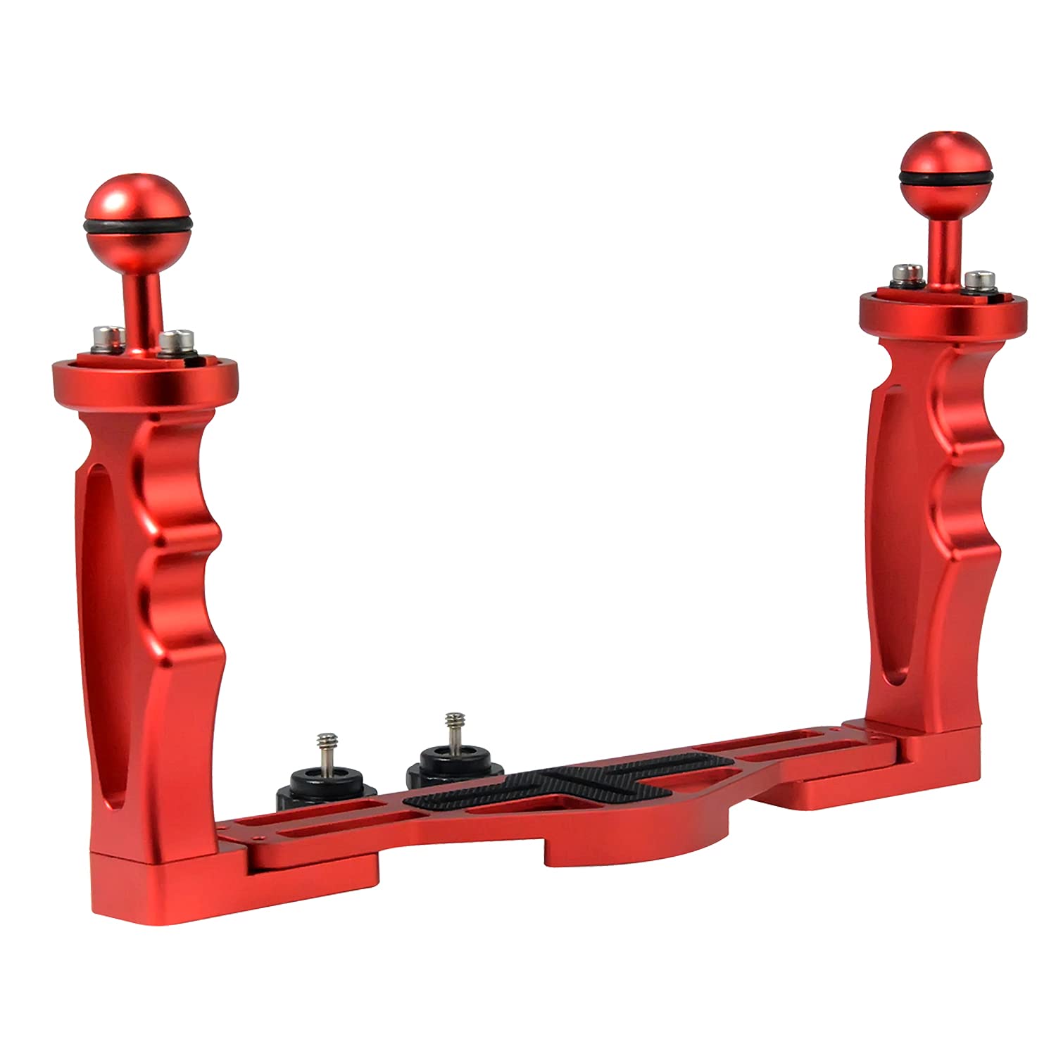 Dual Handle Underwater Camera Tray Extendable Aluminum Underwater Handle Tray Bracket with 2 Ball Handle, Video Light Stabilizer Tray for Camera Housing, Handle Grip Tray for Gopro Action Camera