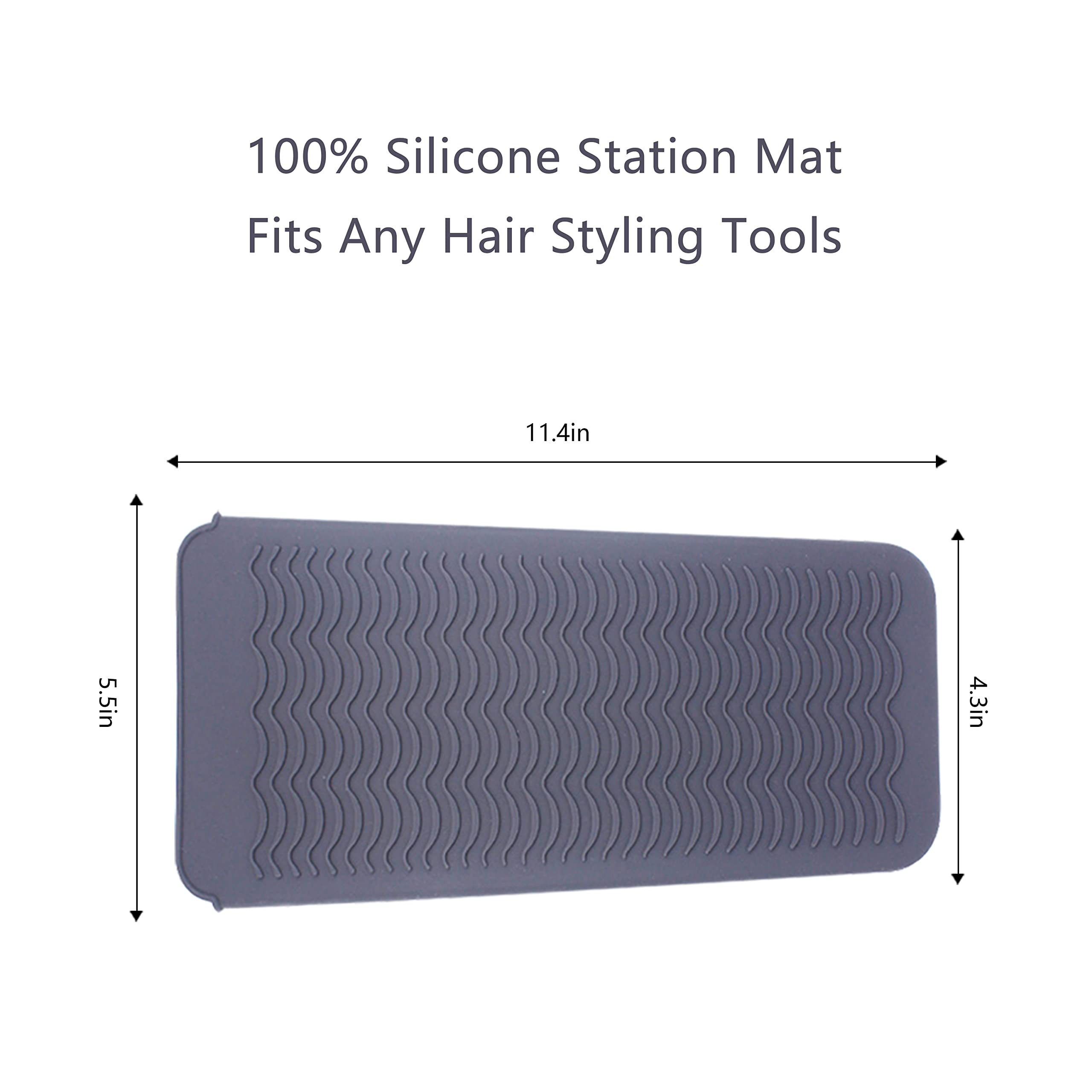 Heat Resistant Silicone Mat Pouch, Curling Iron Holder for Curling Iron Hair Straightener Flat Iron and Hot Hair Tool (Gray)
