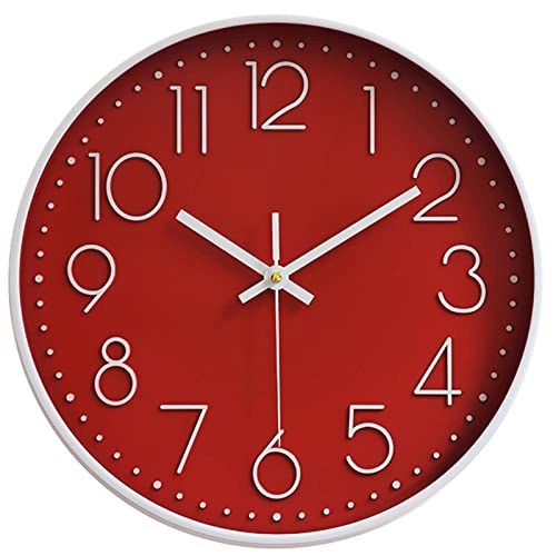 Preciser Kitchen Wall Clocks 12 Inch Vintage Style Non-Ticking Wall Clock Battery Operated Quartz Analog Silent Movement Large Decorative Clock Arabic Numerical for Home Office Decor