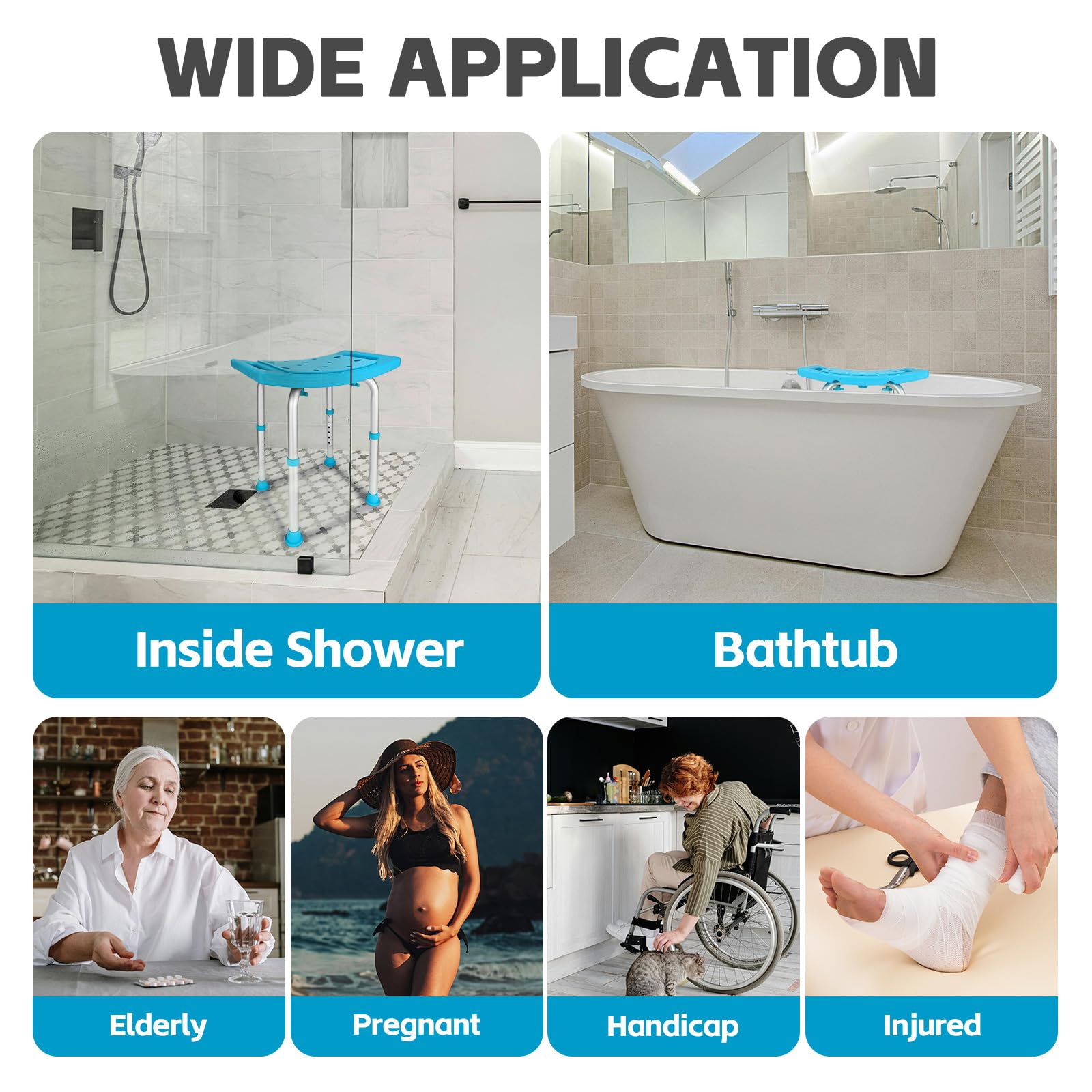 Gillion Shower Chair for Inside Shower 350Lbs, ๐
๐ซ๐๐ ๐๐ก๐จ๐ฐ๐๐ซ ๐๐๐ซ๐ฎ๐๐๐๐ซ ๐๐ฎ๐ง๐๐ฅ๐๐ฌ, Shower Stool with Tool-Free Assembly Shower Seat for Bathtub Bath Chairs for Elderly and Disabled