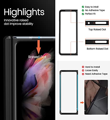 X-FOUR Galaxy z fold 3 case - Magnetic Soft Case Compatible for Samsung Galaxy Z Fold 3 Case 5g Hinge Protection Full Body Dual Layer Shockproof Smartphone Protective Cover No Adhesive, Red
