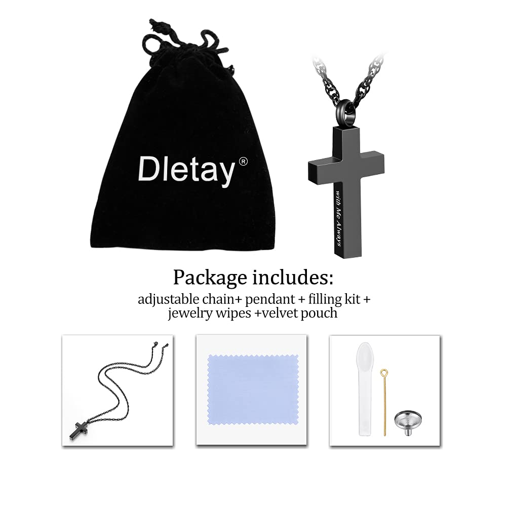 Cremation Cross Necklace for Ashes Stainless Steel Cross Urn Pendant Ashes Holder Memorial Jewelry-With Me Always