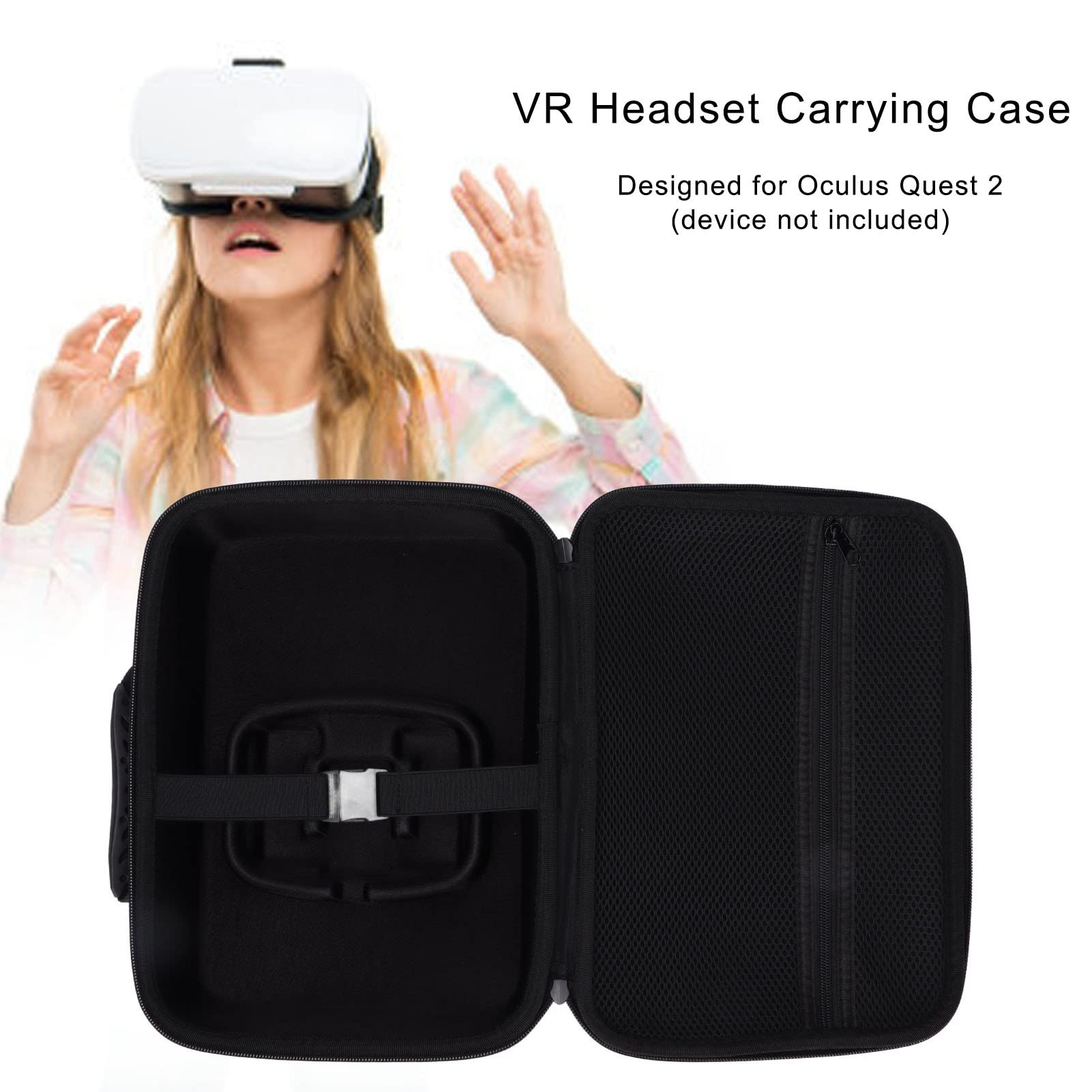Entatial VR Gaming Headset Hard Shell Case, VR Headset Carrying Case Full Protection Portable Hard Carrying Case for Quest 2(Black)