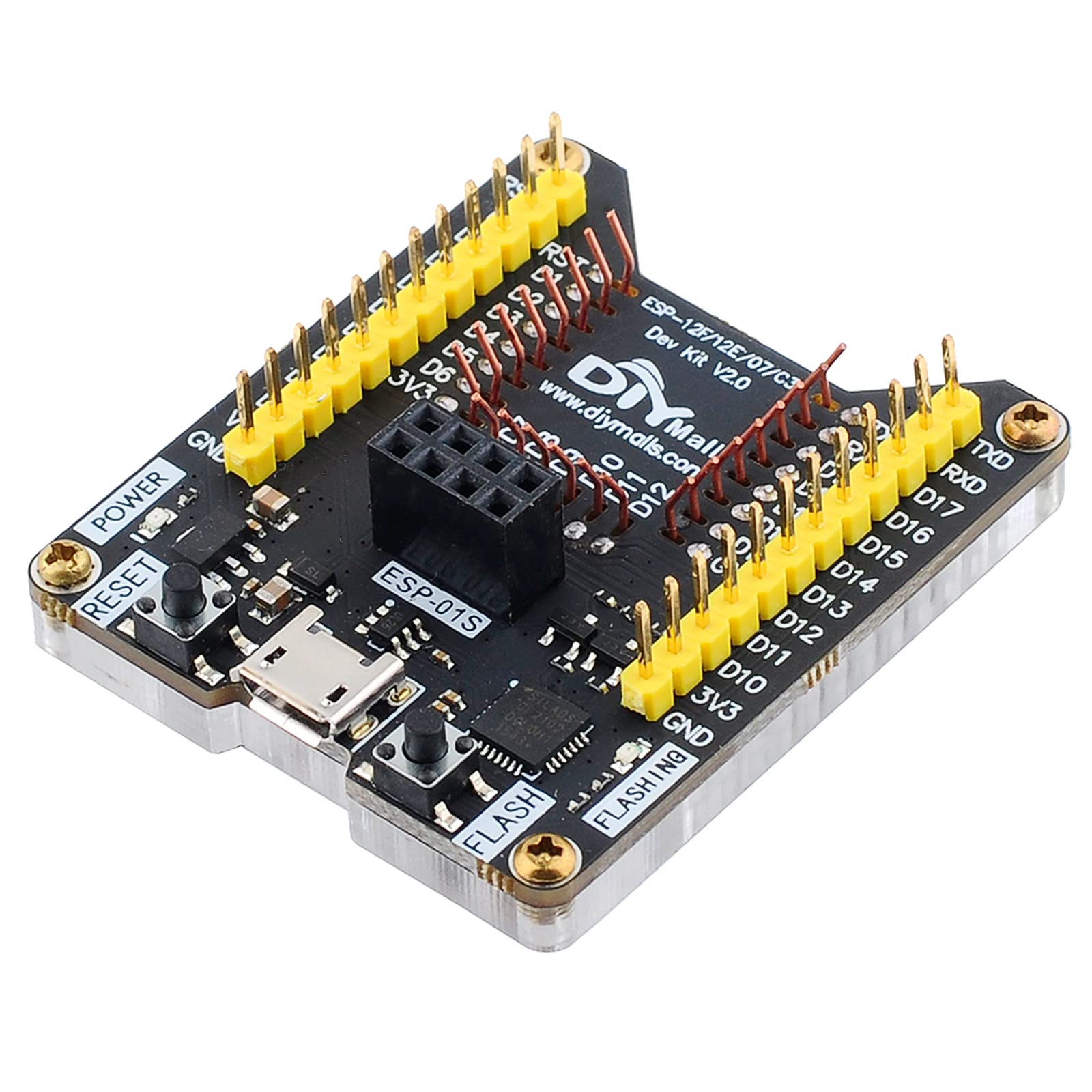 Geekstory ESP8266 Burning Fixture Development Board Micro USB interface Test Board Flash Downloader, Easy Programer Compatible with ESP-01S ESP-07 ESP-07S ESP-12E ESP-12F ESP-12S ESP-F
