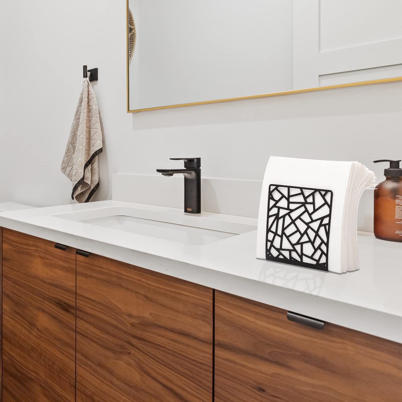 Farmhouse Black Napkin Holder for Table Decor, Modern Metal Paper Napkin Holders for Your Home Kitchen Bathroom Dinning Table