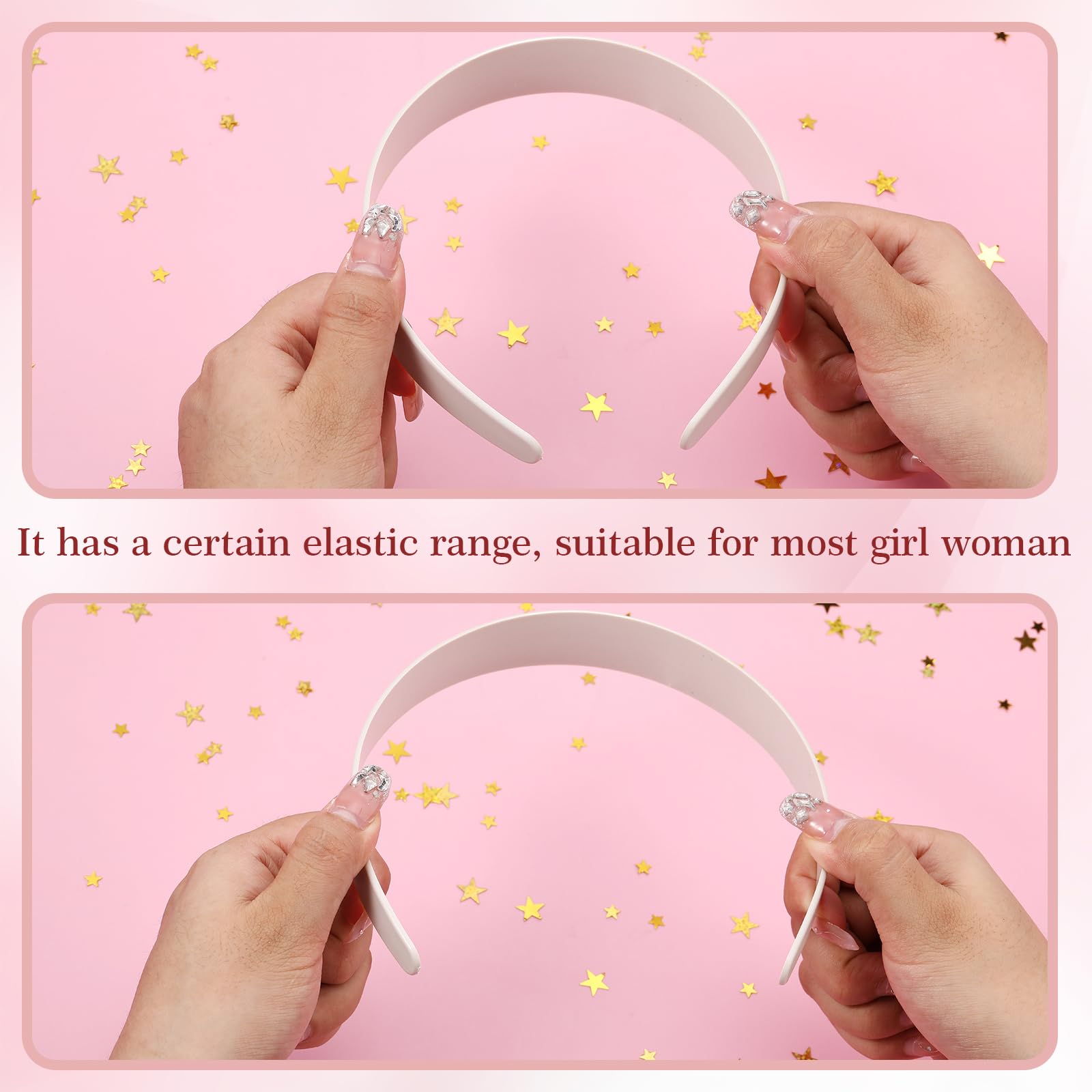 Hotop 100 Pcs Plastic Headbands Bulk 1 Inch Wide Craft No Teeth Plain Headbands DIY Hair Band Accessories for Girls Women (White,1 Inch Wide)