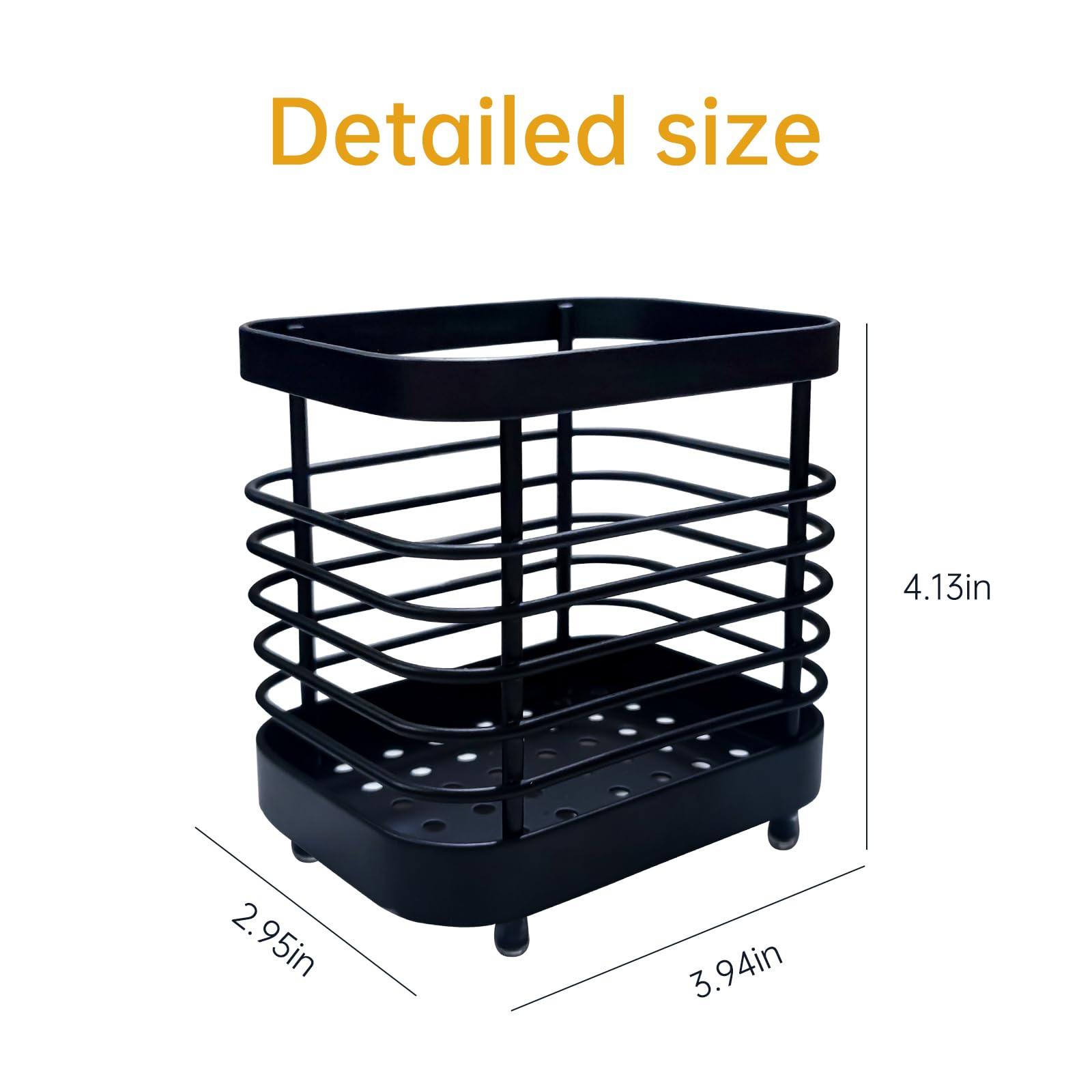 LAIPART Stainless Steel Sink Utensil Holder Countertop,Kitchen Countertop Organizer Rack,Multi-Functional Storage Rack for Kitchen Storage Forks, Knives, Spoons(Black)