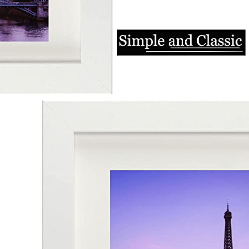 RUN HELIX Picture Frames 8 by 10 Set of 4, Display5x7 with Mat or 8x10 Without Mat, Picture Poster Frame, Picture Frames Collage Wall Decor with HD Plexiglass for Table Top,White