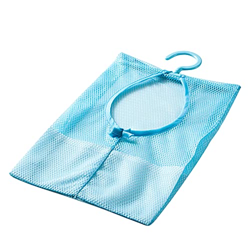 Jasalu Multi-Purpose Storage Mesh Bag Clothes Drying Mesh Bag Kitchen and Bathroom Multi-Purpose Hanging Bag 1pack (Blue)