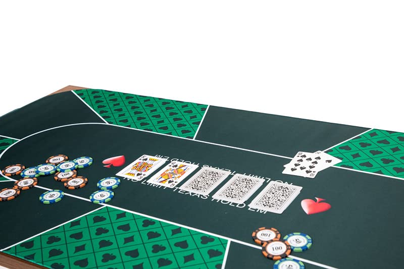 Harfirbe 47 x 24inch Professional Poker Mat, Portable Rubber Waterproof Poker Table Cover 8 Player Layout with Carry Bag for Any Table Game Like Poker Blackjack (Dark Green)