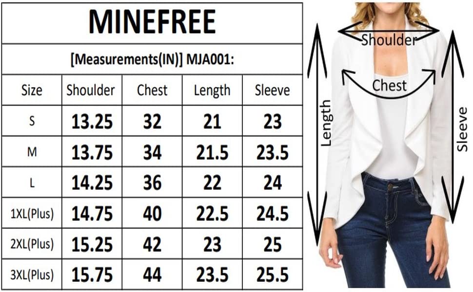 MINEFREE Women's Long Sleeve Classic Draped Open Front Lightweight Blazer Black 1XL