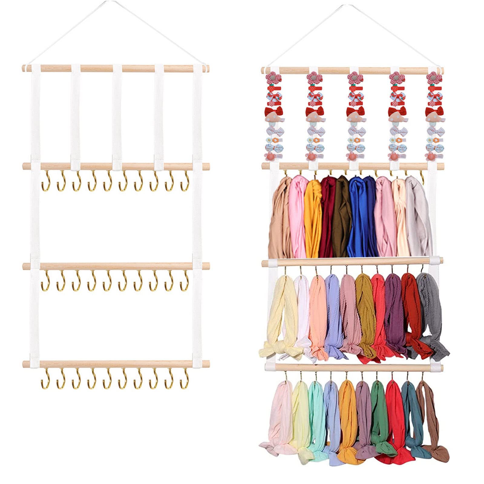 Headbands Holder, Hair Bows Organizer for Girls Hair Accessories Storage Hanging Display Stand for Wall Room Nursery Decor