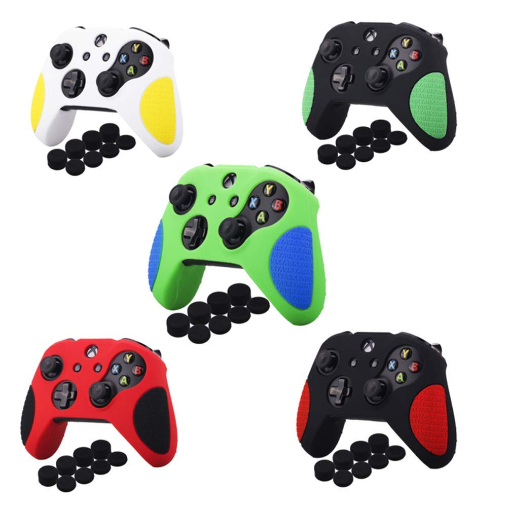 Silicone Non-Slip Rubber Cover Silicone Gel Skin Silicone Case Anti-Slip Water + Thumb Grip Stick Caps for Xbox One/Xbox One S/Xbox One X (A)