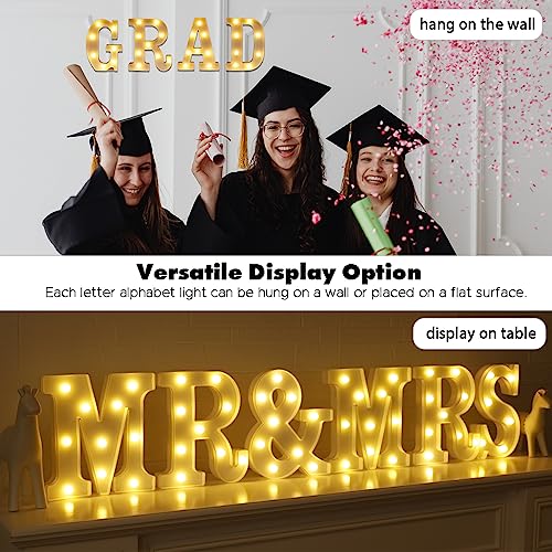 Led Marquee Light Up Letters, 26 Alphabet Light Up Letter Lights, Decorative Led Letters Lights, Battery Powered Letter Sign Lights for Party, Night Light, Home Decor(LetterR, Warm White)