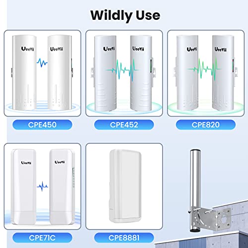 Ueevii Universal Wireless Bridge Bracket Mount/360°Adjustment Wall-Mounted/3.8cm Diam,2.5mm Thick Stainless Steel Mount,Sturdy and Durable/Wildly Used on Outdoor AP,Point to Point WiFi Bridge/2-Pack